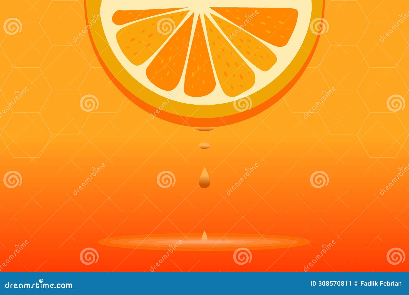 Drop of Juice Dripping from Orange Half on Orange Background with ...