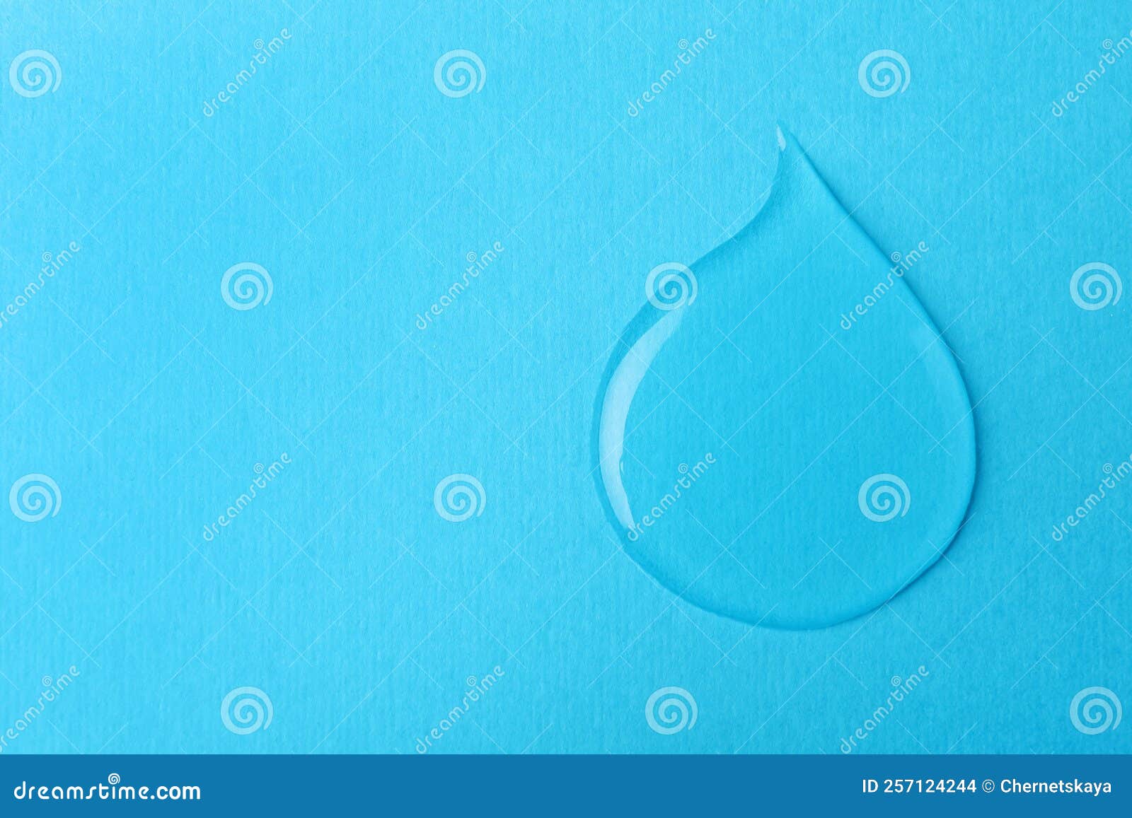 Drop on Light Blue Background, Top View. Save Water Concept Stock ...