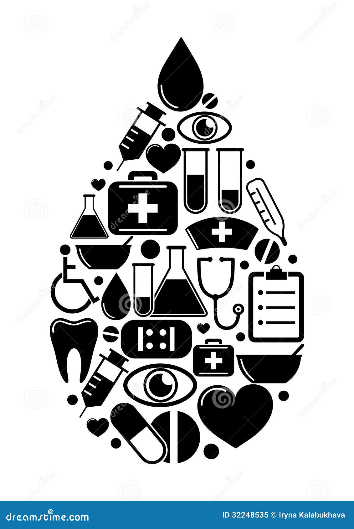 Drop of medical icons stock vector. Illustration of health - 32248535