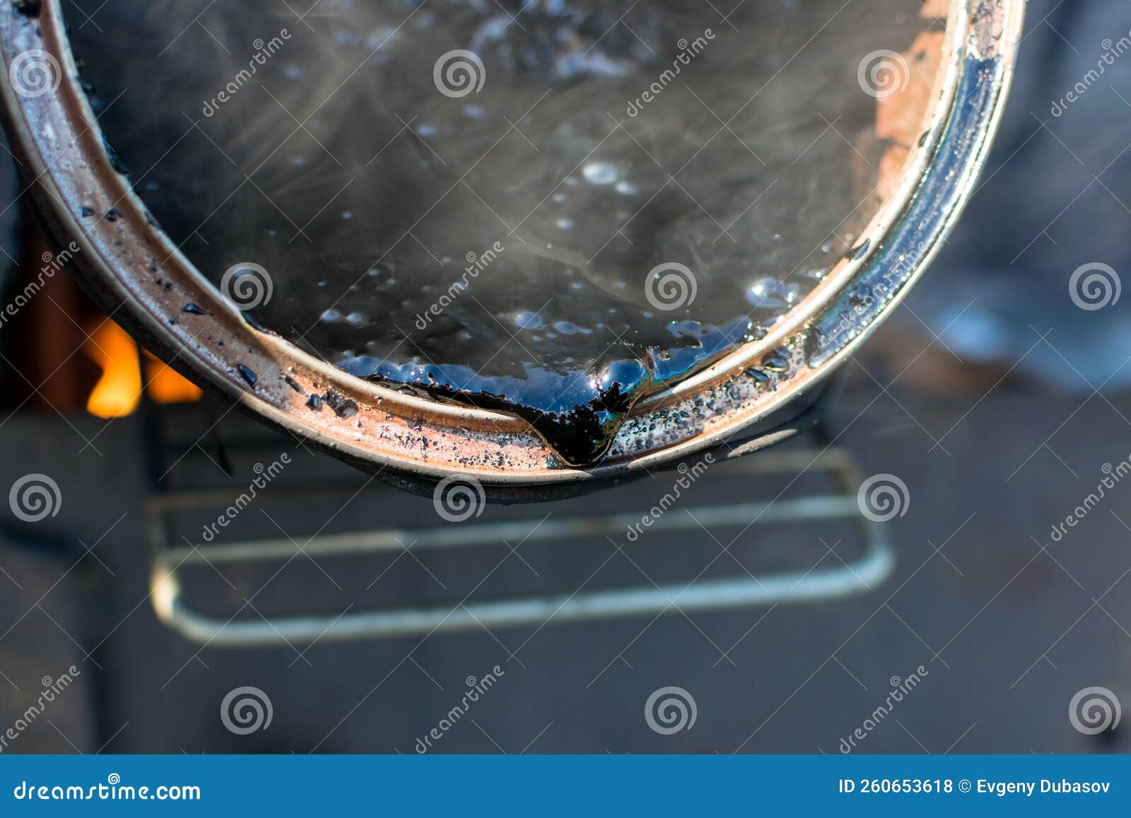 Drop of Melted Hot Black Tar with Steam for Oil Refining Stock Photo ...