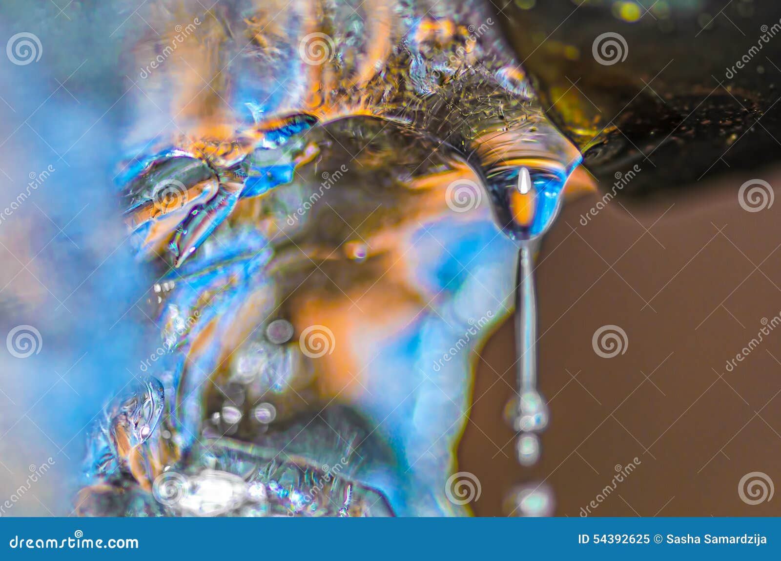 Drop of Melting Ice Water from Drainpipe Stock Image - Image of crystal ...