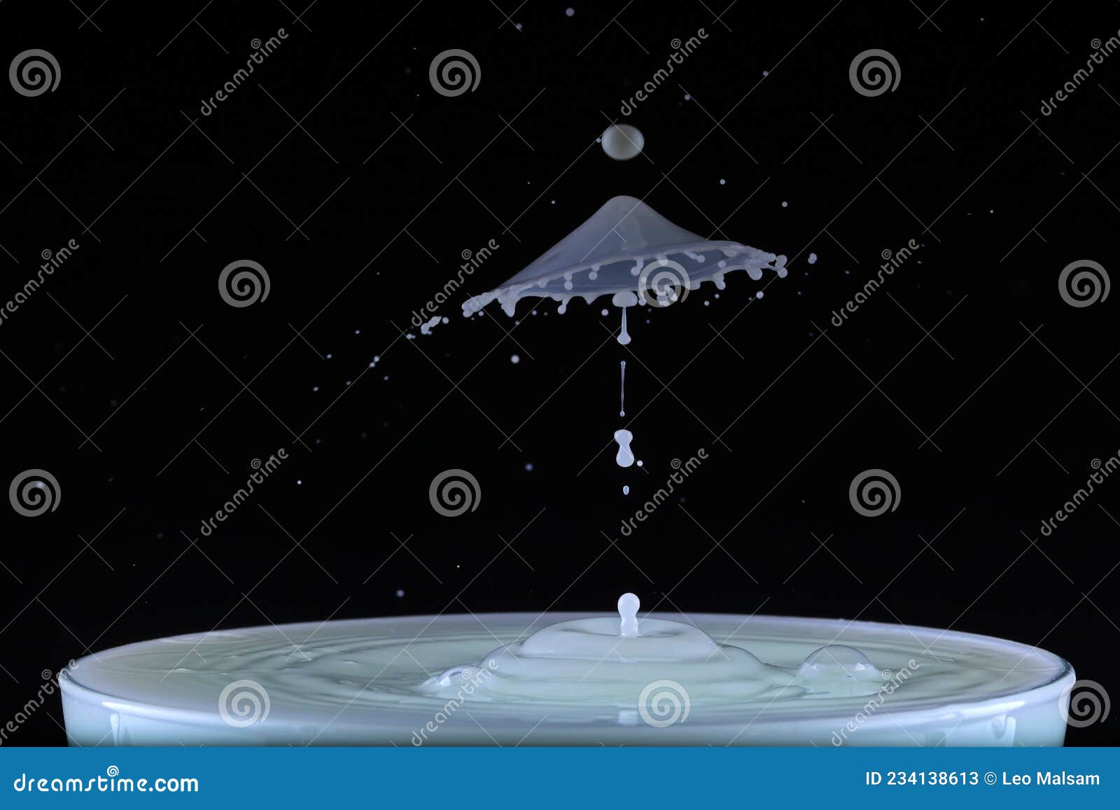 Drop of Milk Falling into the Cup Stock Image - Image of closeup ...