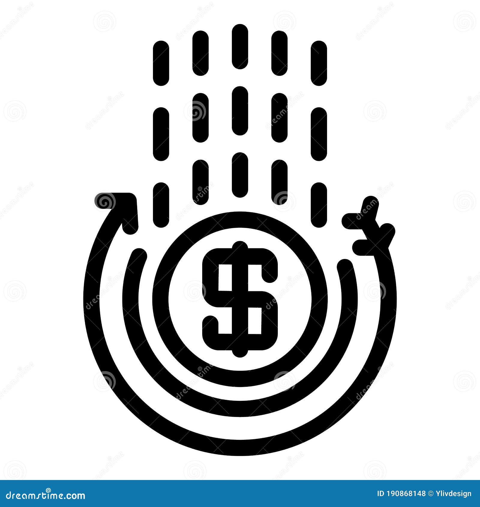 Drop Money Coin Icon, Outline Style Stock Vector - Illustration of ...