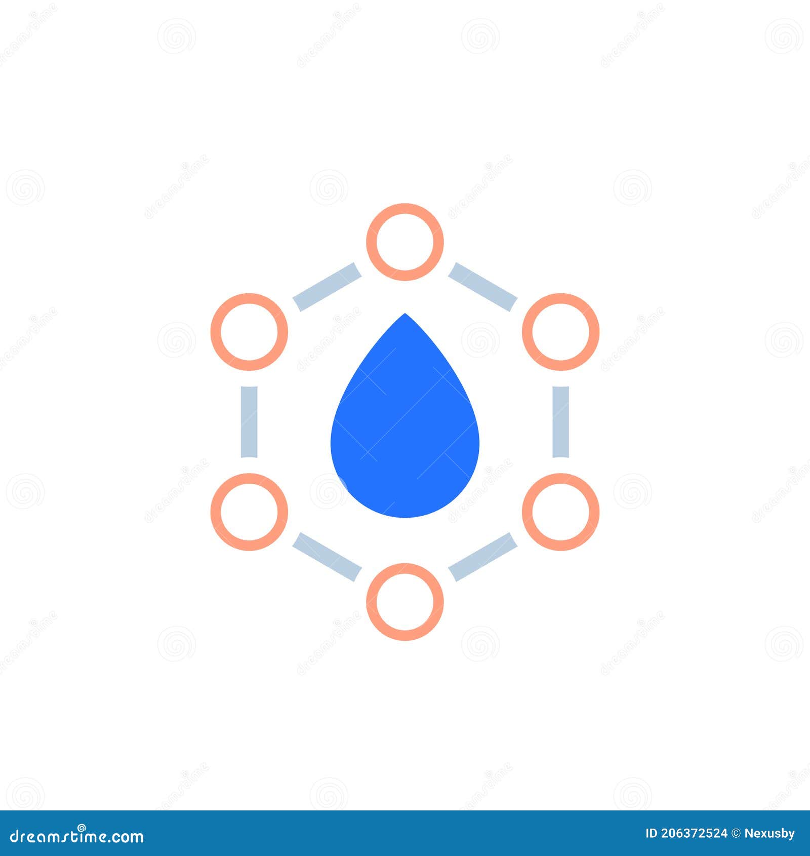 Drop with Nano Particles Icon on White Stock Illustration ...