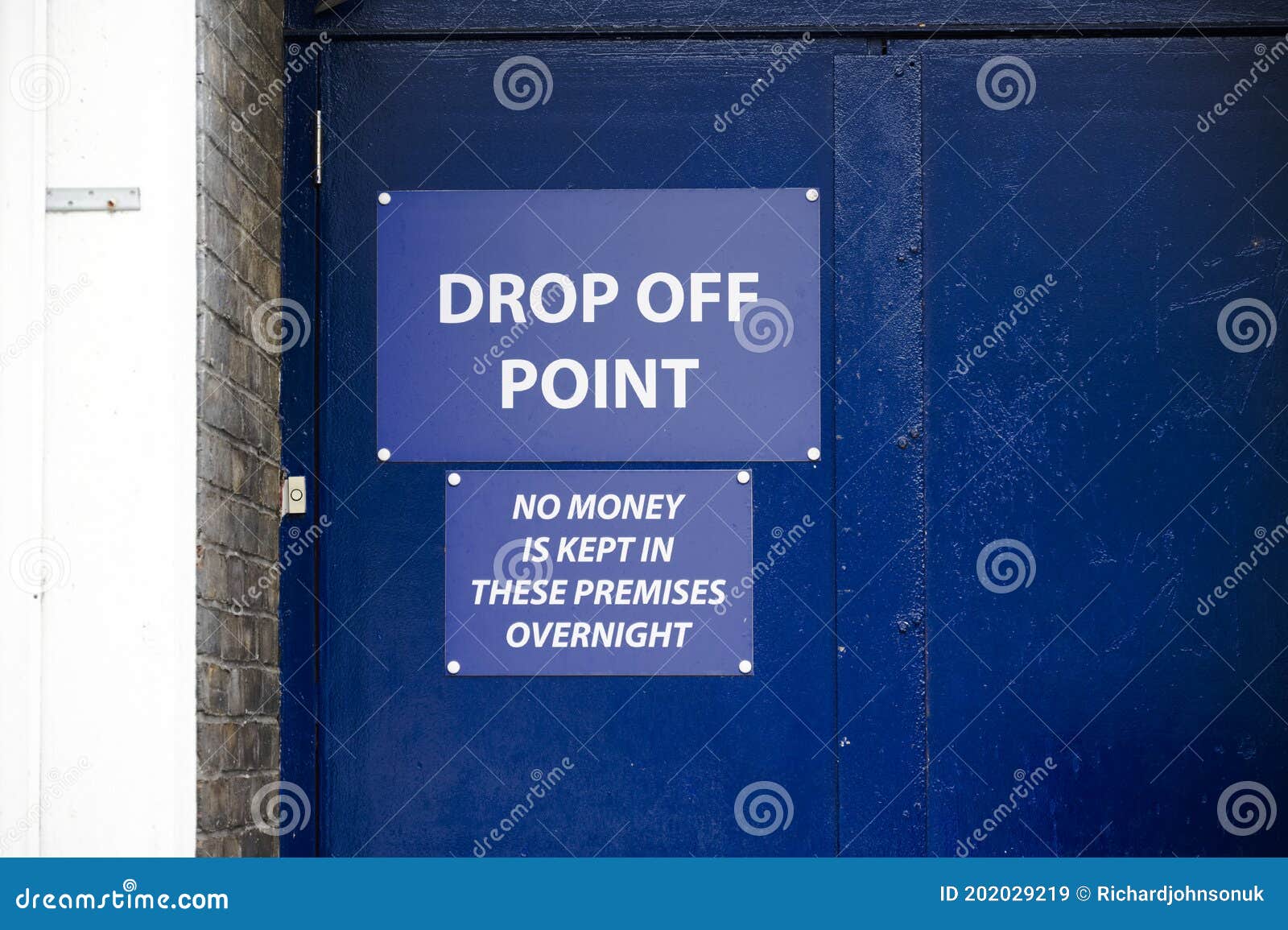 Drop Off Point Sign at Business Back Exit Door Stock Image - Image of ...