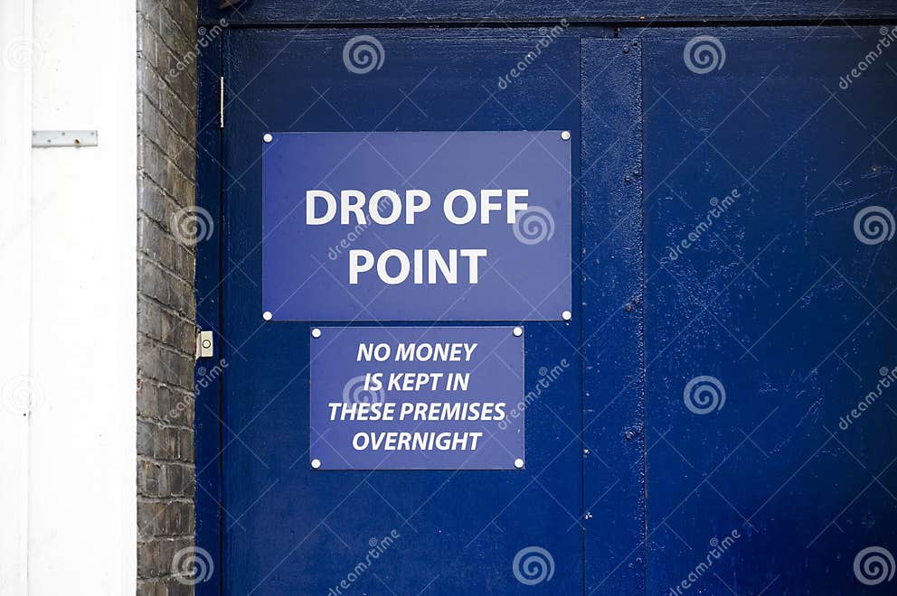 Drop Off Point Sign at Business Back Exit Door Stock Image - Image of ...