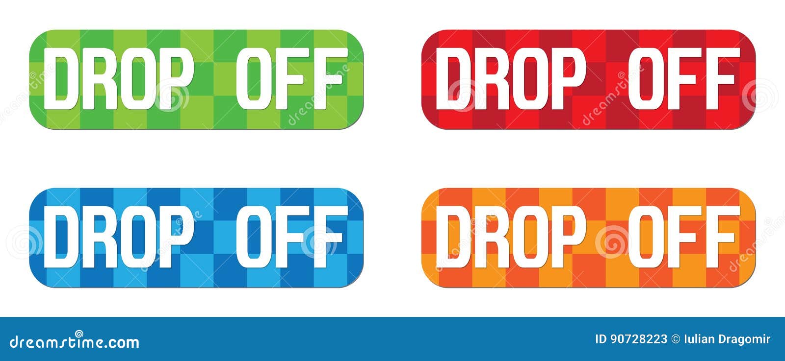 DROP OFF Text, on Rectangle, Zig Zag Pattern Stamp Sign. Stock ...