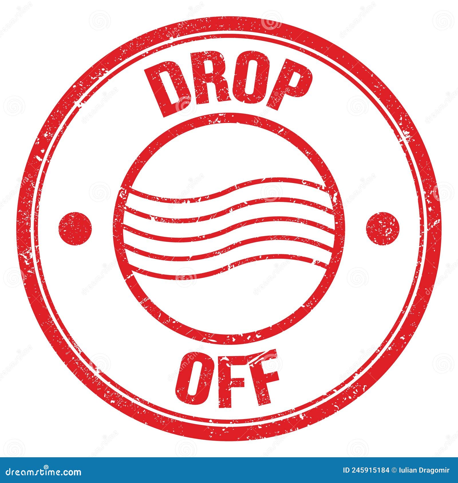 DROP OFF Text on Red Round Postal Stamp Sign Stock Illustration ...