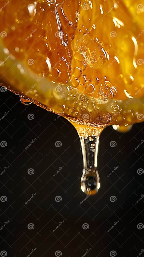 A Drop of Orange Juice is Dripping from an Orange. Generative AI Stock ...