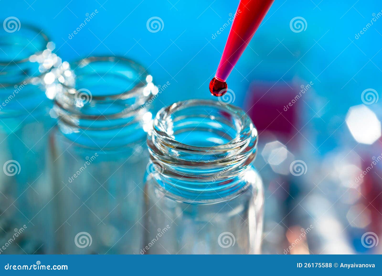 Drop on the pipette tip stock photo. Image of blue, scientific - 26175588