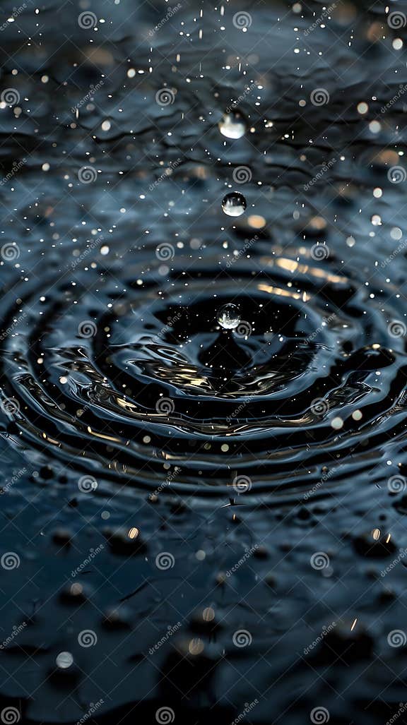 A Drop of Rain is Falling into a Puddle of Water Stock Photo - Image of ...