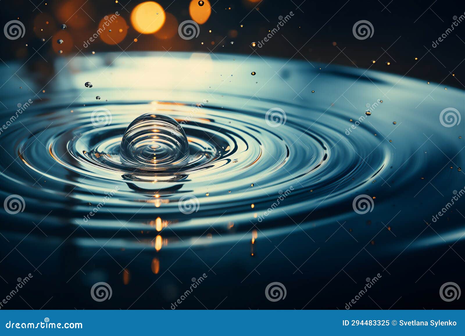 A Drop of Rain Falling on a Smooth Water Surface Stock Illustration ...
