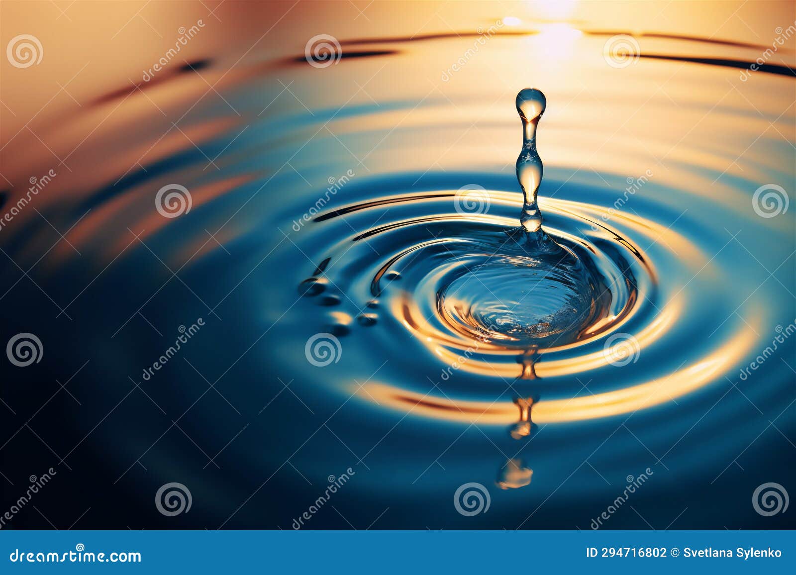 A Drop of Rain Falling on a Smooth Water Surface Stock Illustration ...
