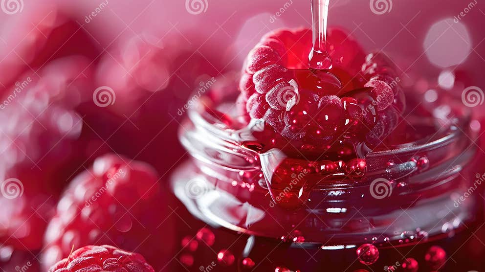 A Drop of Raspberry Essential Oil. Selective Focus Stock Illustration ...