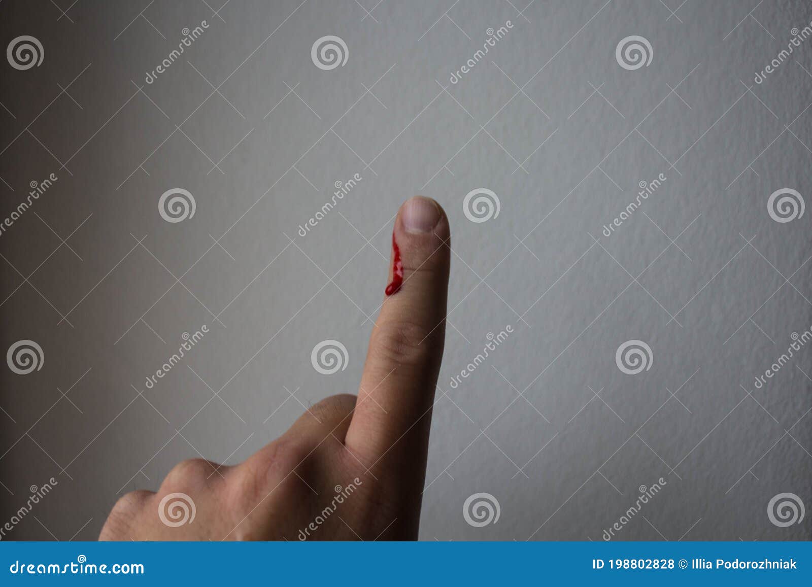 Drop of Red Blood Sticks on the Finger Stock Photo - Image of injury ...
