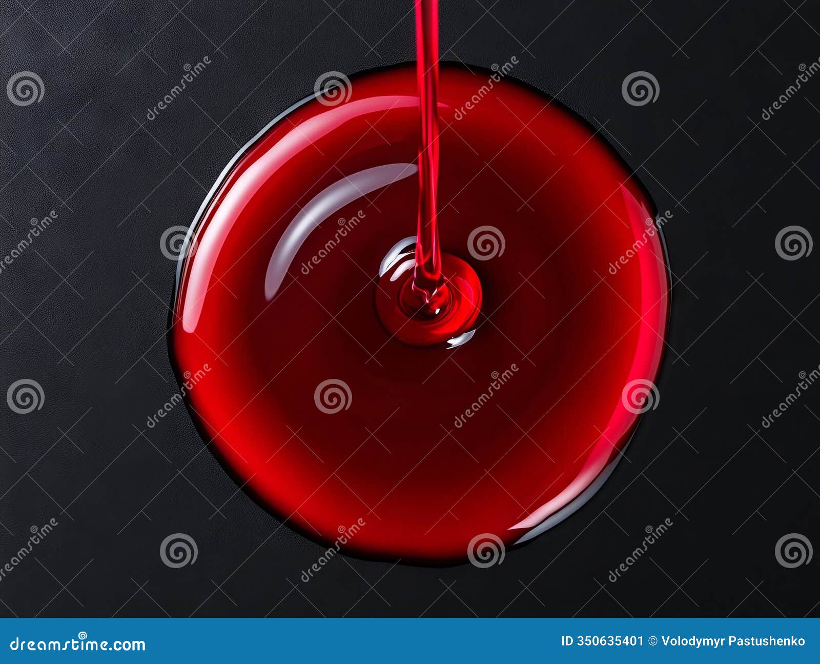 A Drop of Red Liquid Falling into a Black Surface Stock Image - Image ...