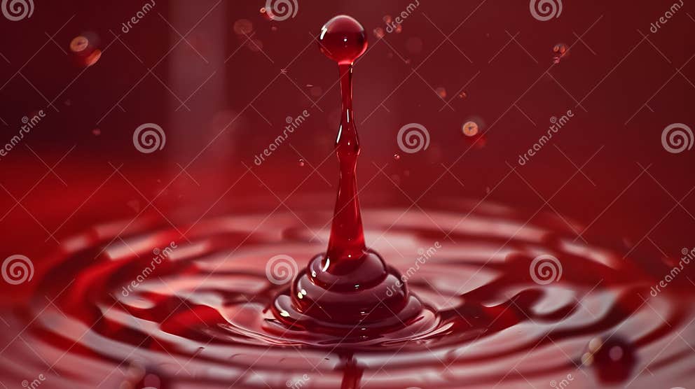 A Drop of Red Liquid is Falling into a Body of Water Stock Photo ...