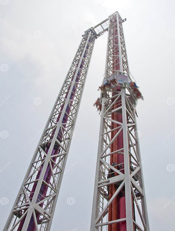 Drop ride stock photo. Image of double, funfair, machine - 57580758