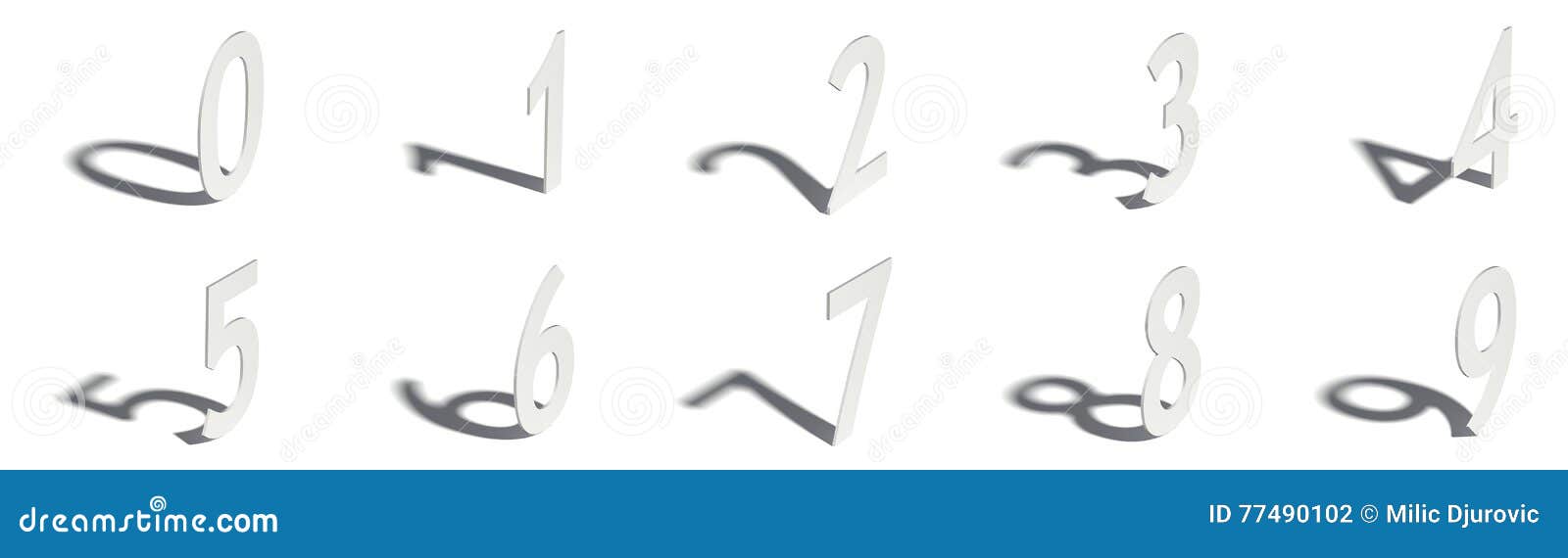 Drop Shadow Digit. Numbers 0-9 Stock Illustration - Illustration of ...