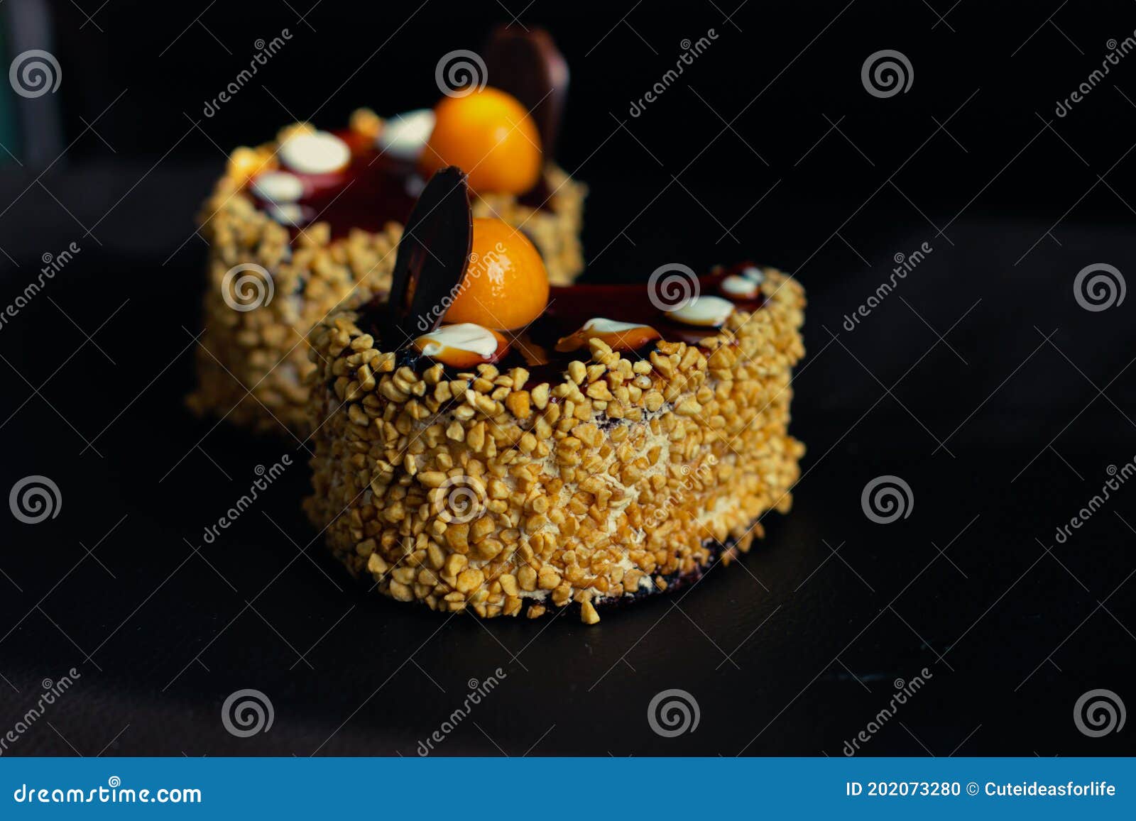 Drop-shaped Cakes with a Curved End, Which are Covered with Chopped ...