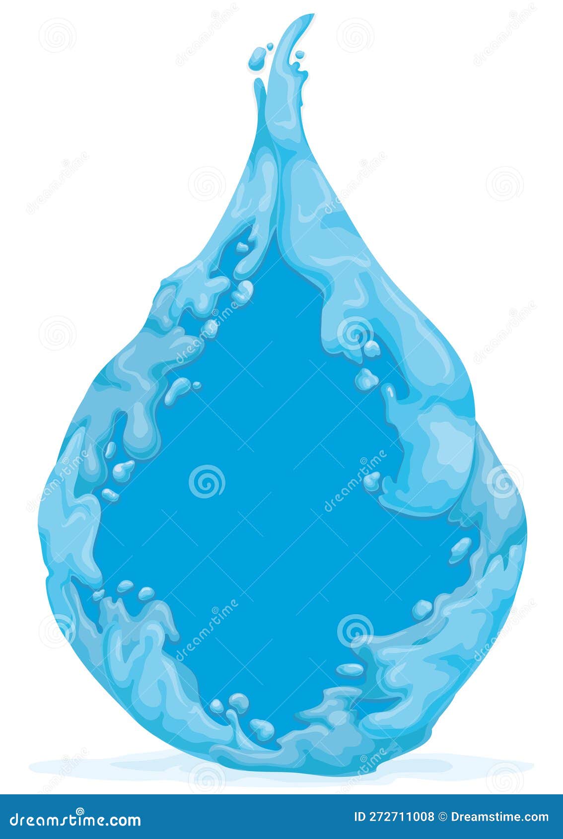 Drop-shaped Template with Frame Made with a Stream of Water, Vector ...