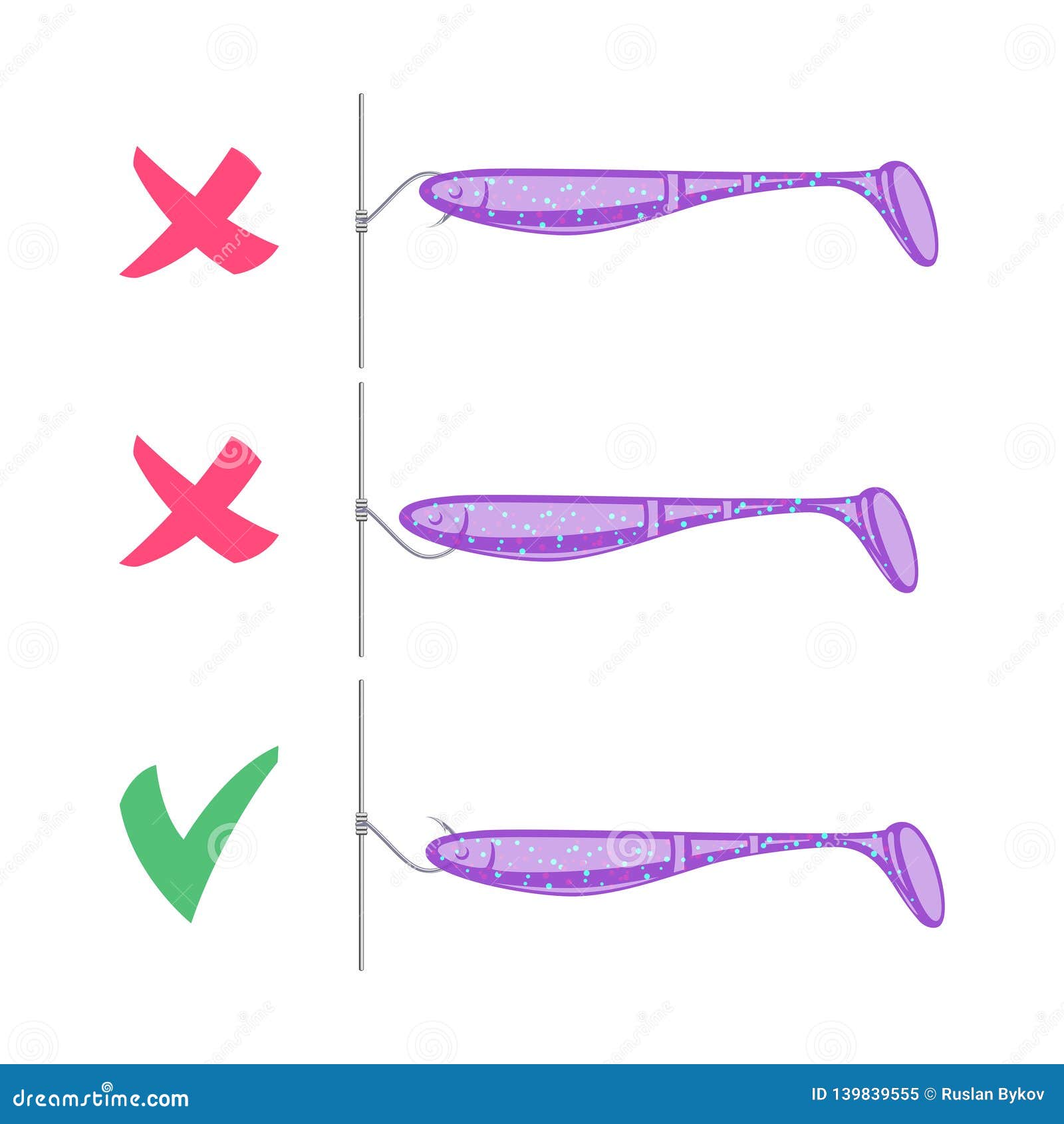 Drop Shot Hook Setup Do`s and Don`t`s Stock Vector - Illustration of ...
