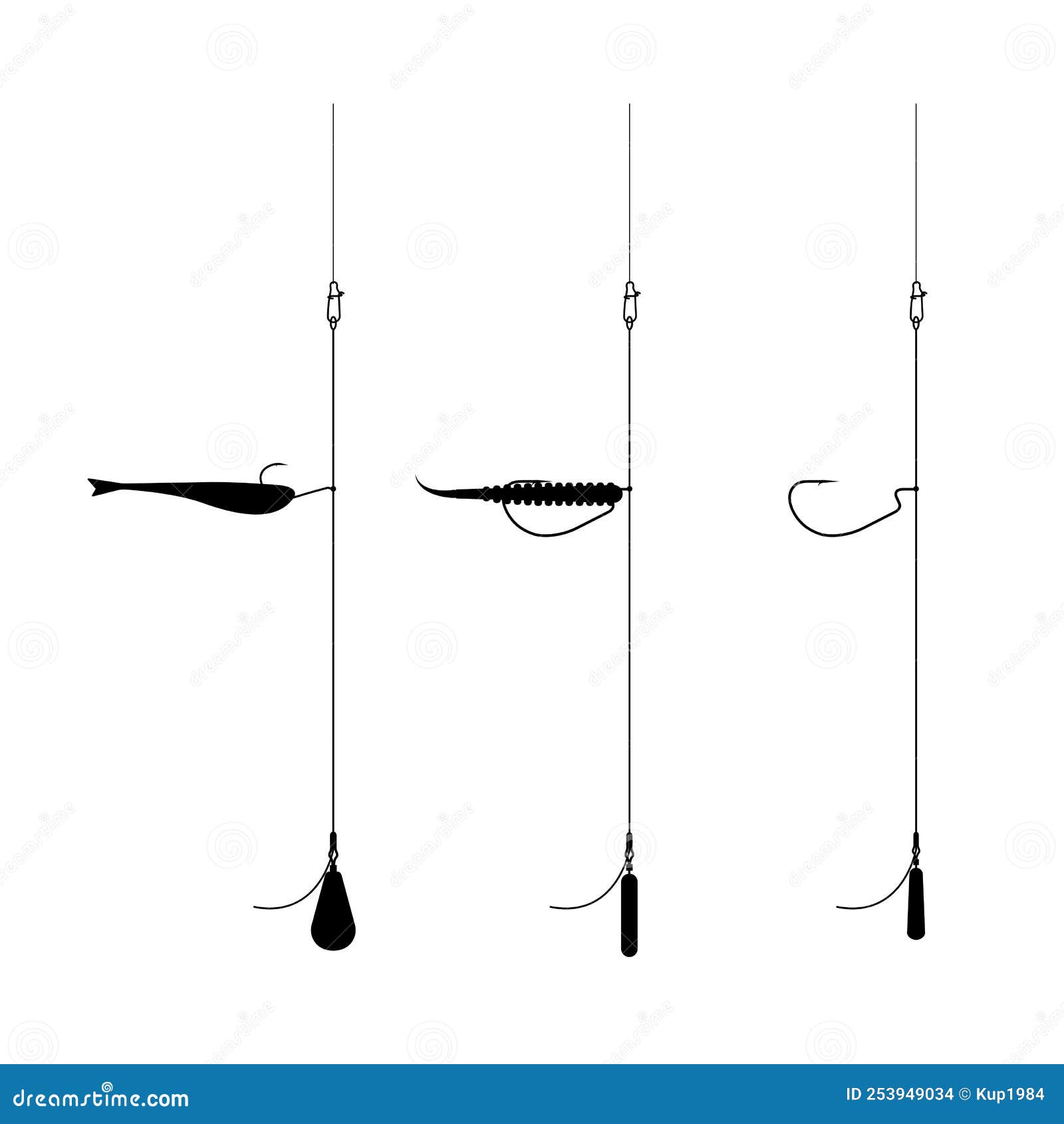 Drop Shot Type of Fishing Tackle, Flat Vector Illustration Stock Vector ...