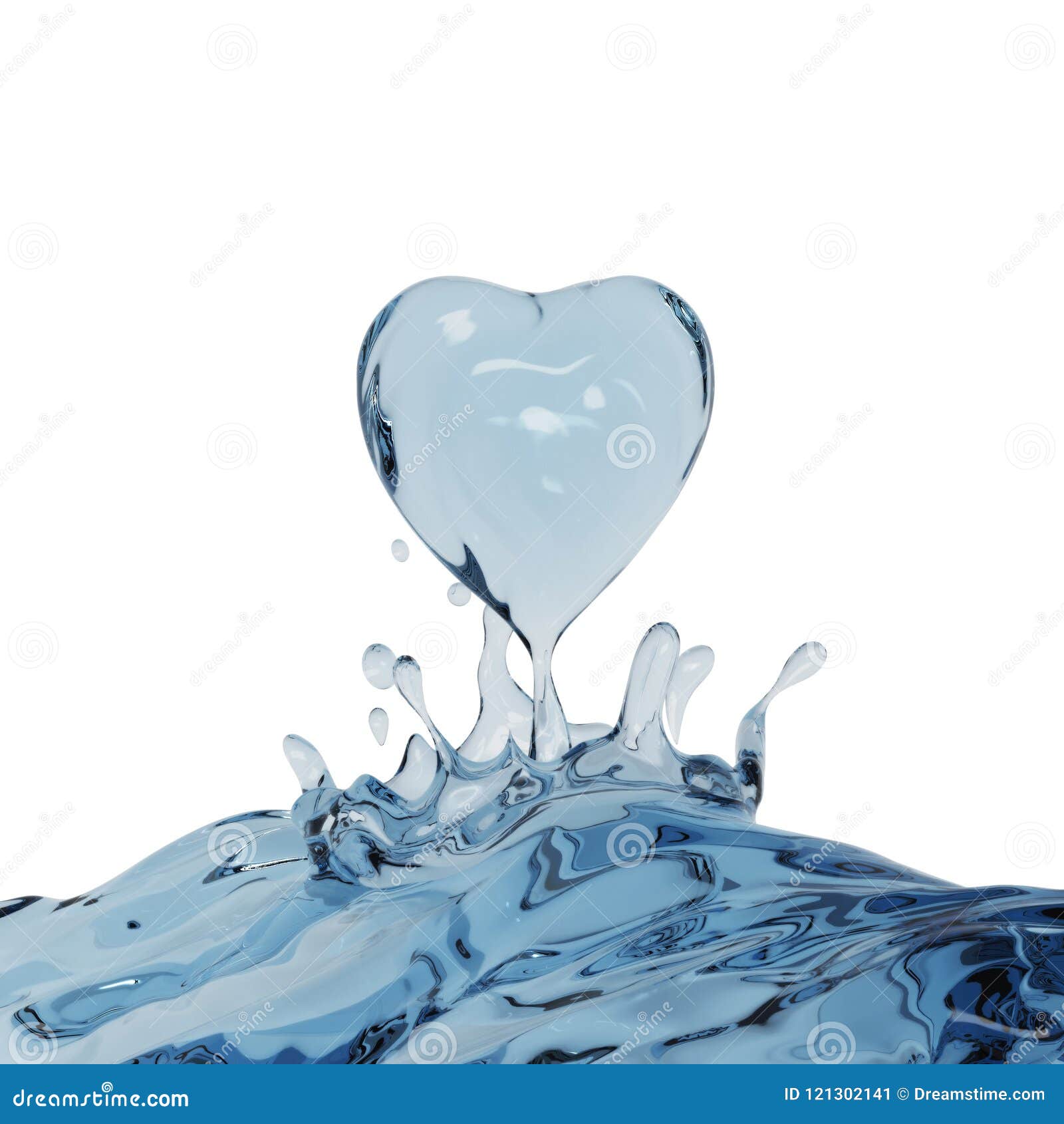 Drop Splash Heart Shape of Liquid Fresh Water Isolated on White ...