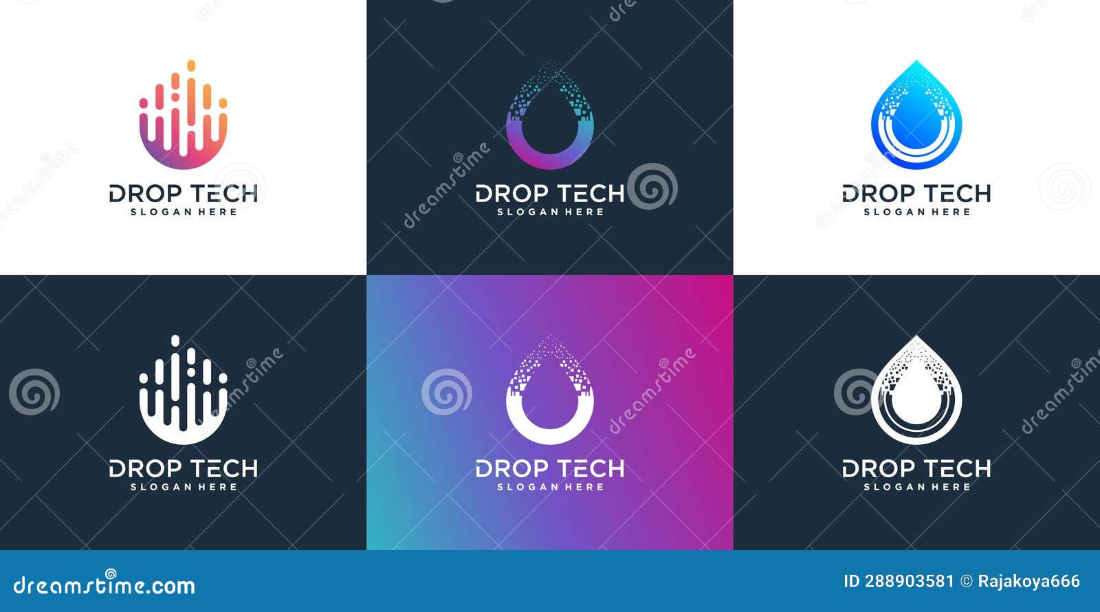 Drop Tech Logo Set with Creative Unique Style Premium Vector Stock Vector - Illustration of ...