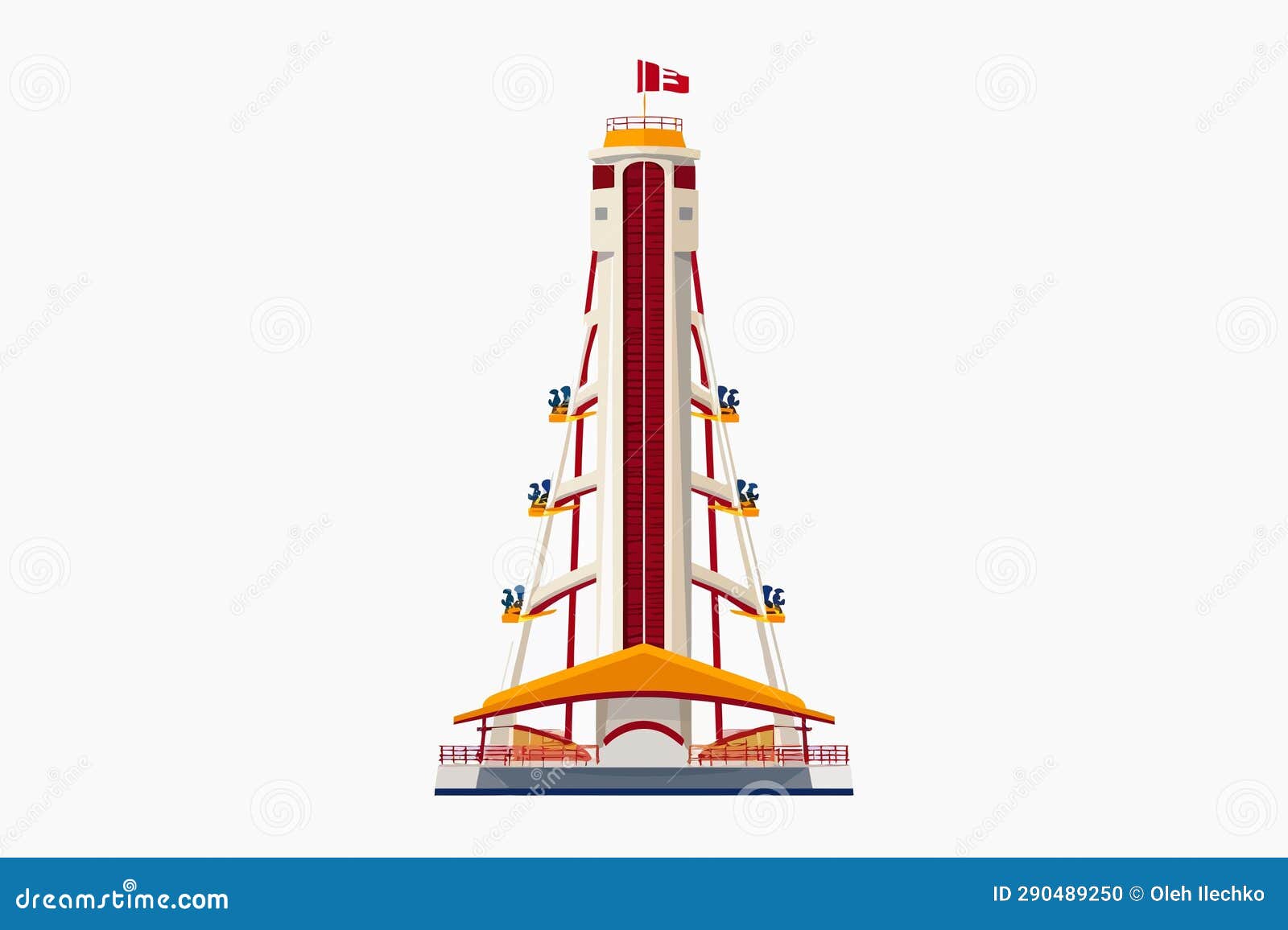 Drop Tower Amusement Ride Vector Flat Isolated Illustration Stock ...