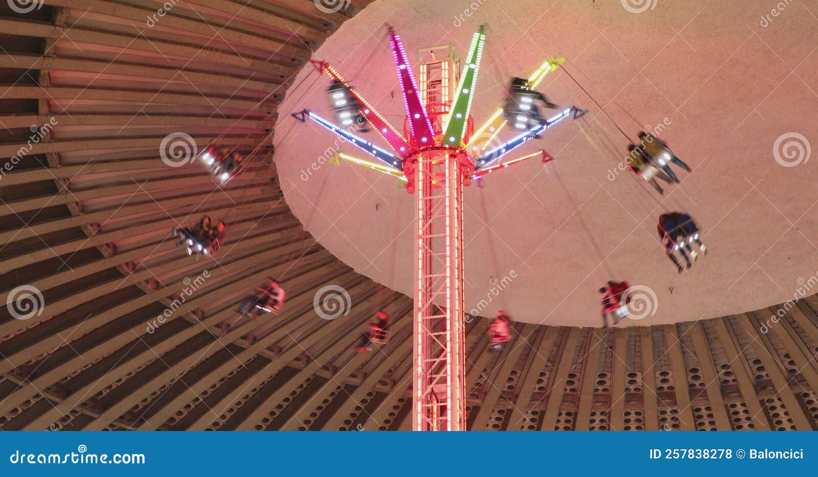 Drop tower carousel stock footage. Video of tower, rotating - 257838278