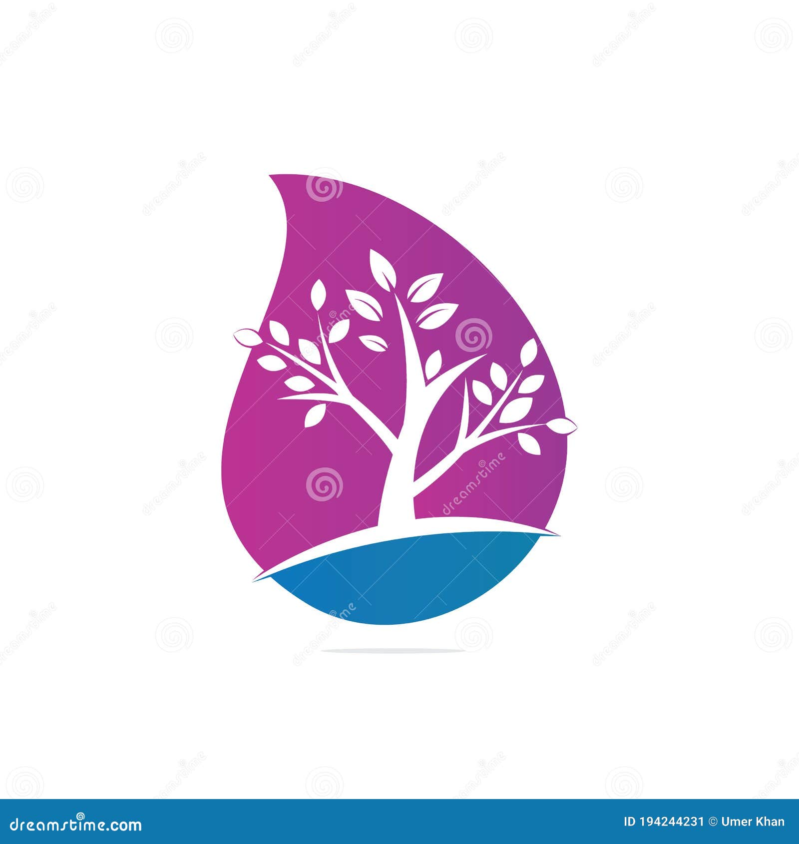 Drop Tree Logo Design. stock vector. Illustration of growth - 194244231