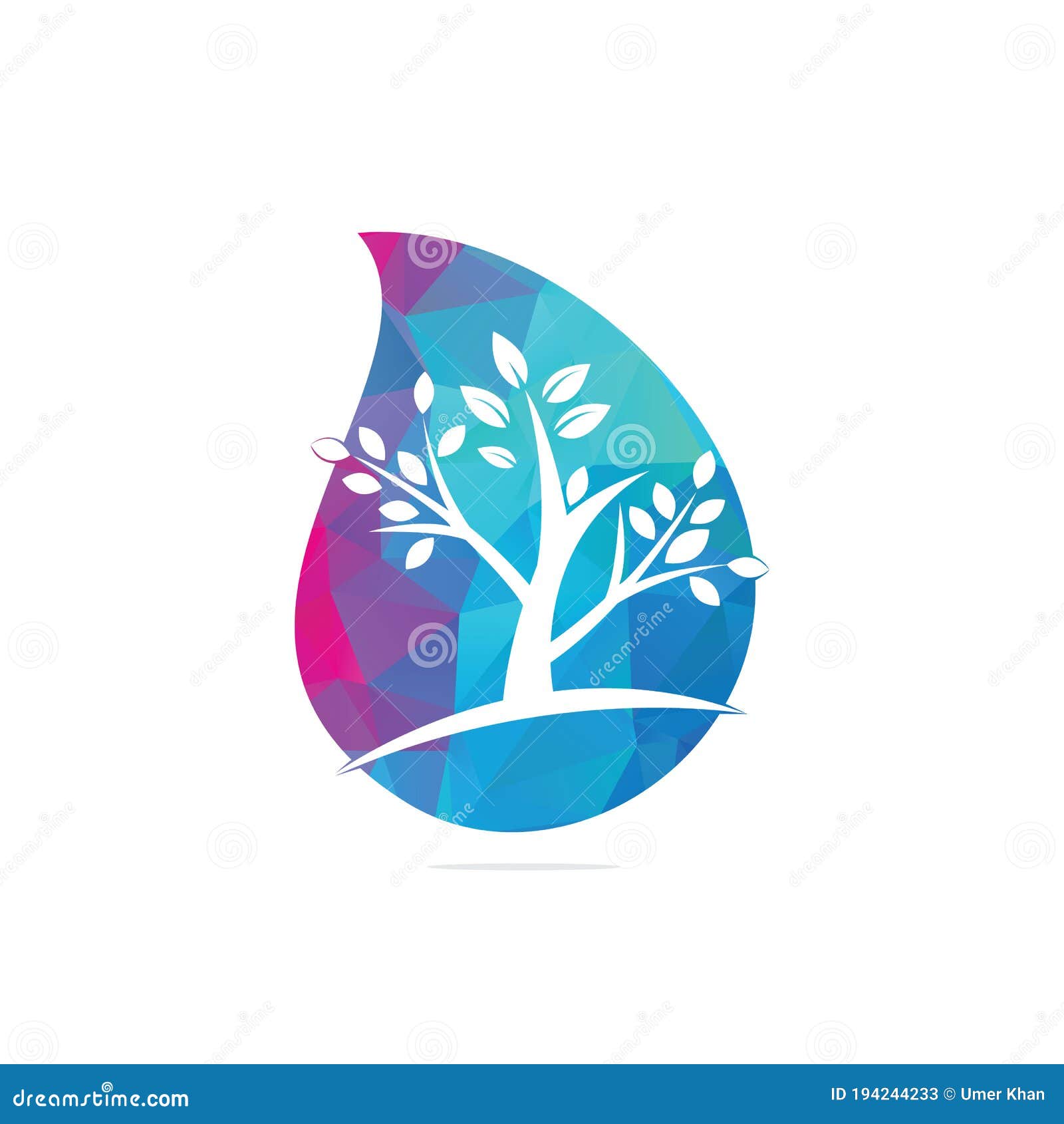 Drop Tree Logo Design. stock vector. Illustration of father - 194244233