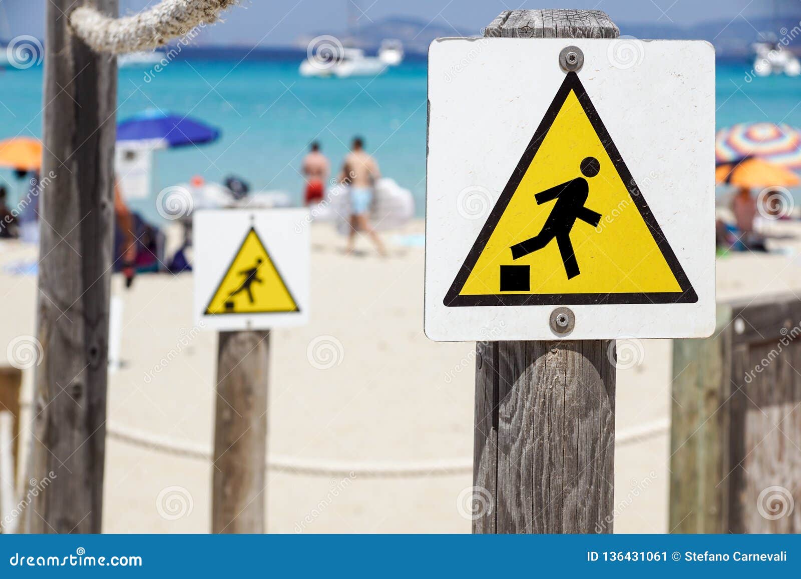 Drop Warning Sign , Falling of the Edge Yellow Triangle Warning Sign on ...