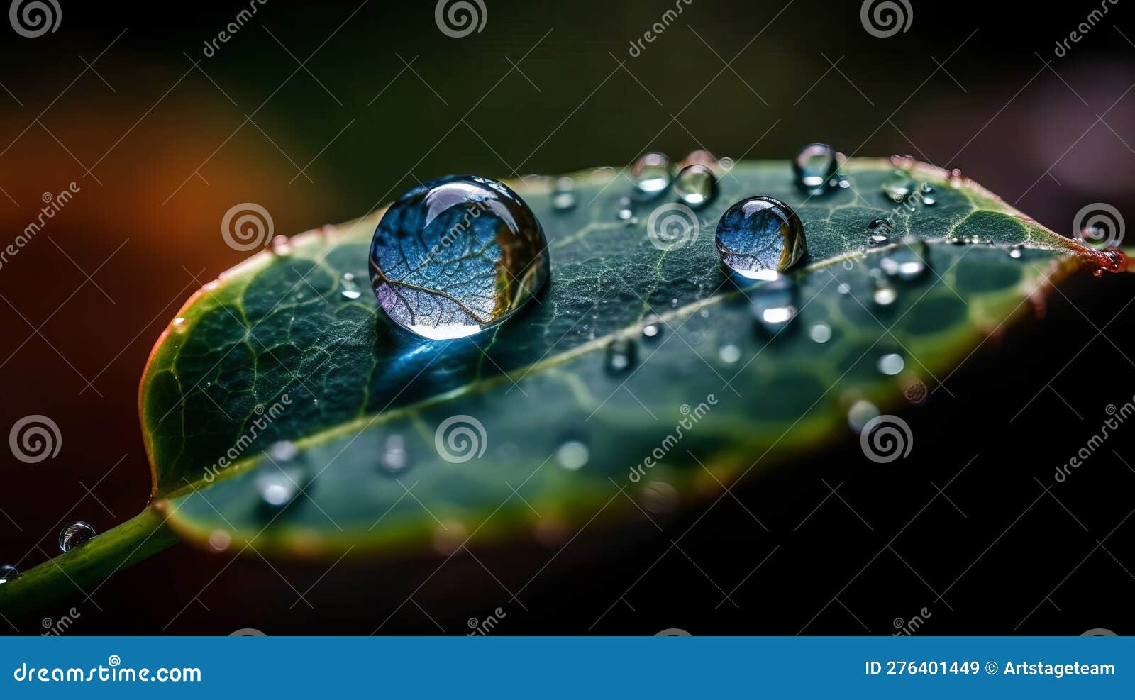 A Drop of Water Balancing on the Edge of a Leaf. AI Generated Stock ...