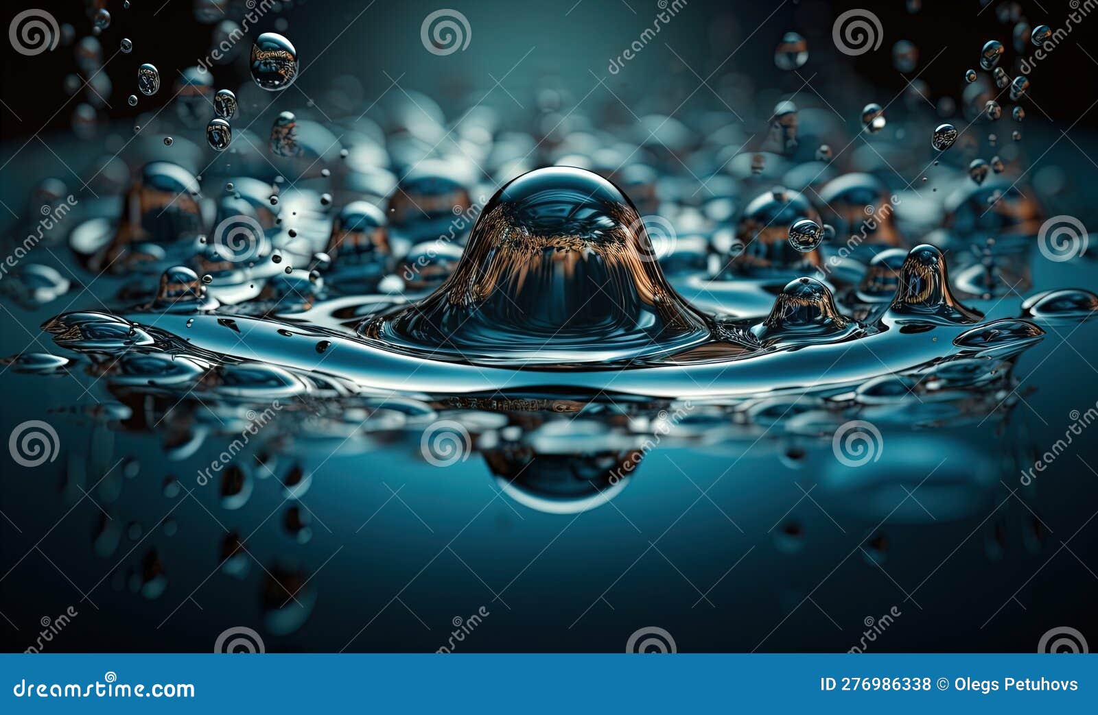 A Drop of Water with a Dark Background and a Blue Background Stock ...