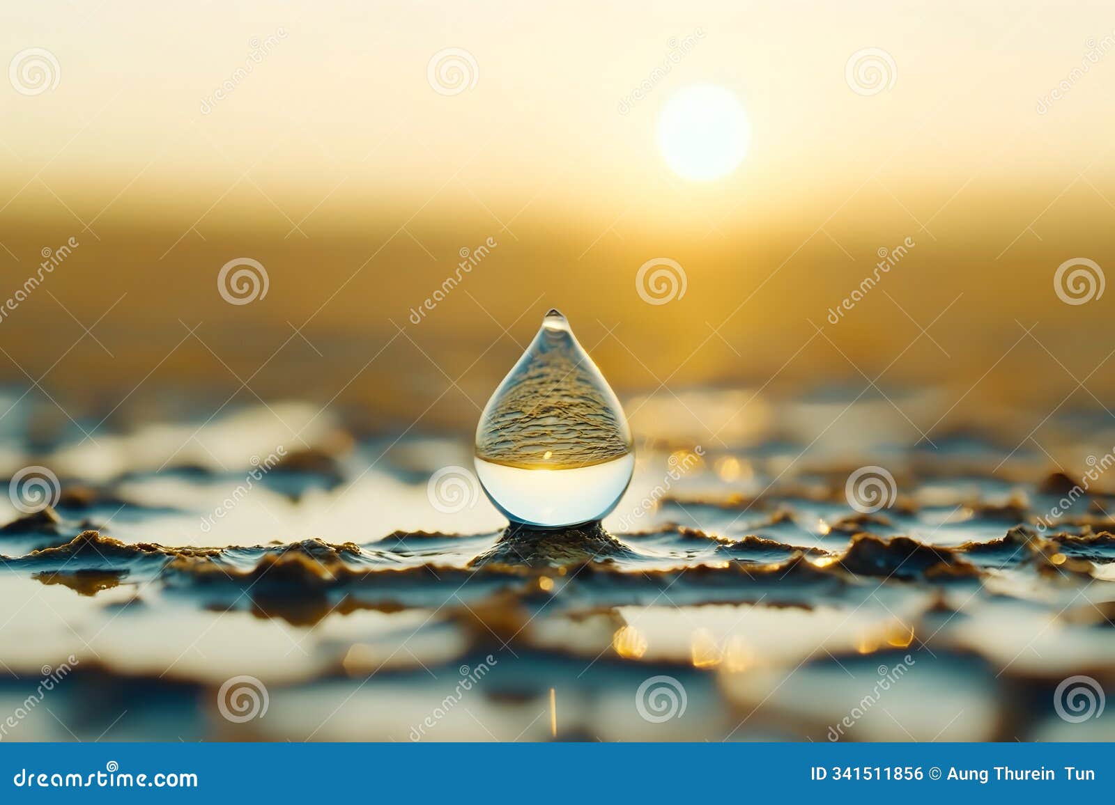 A Drop of Water with a Drought Land Background Stock Illustration ...