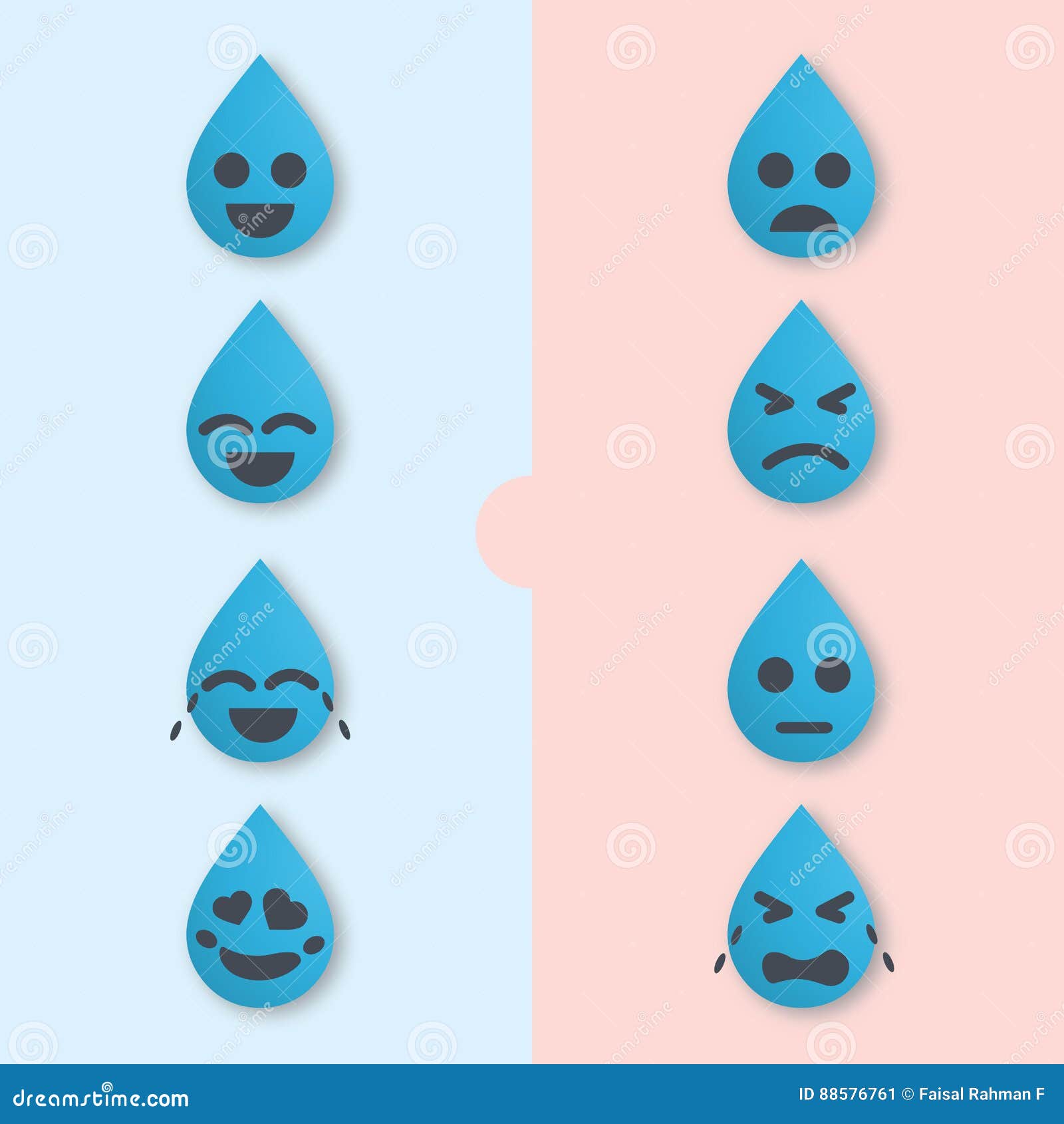 Drop Water Emoticon Set, for Water Campaign Project Design, or Personal ...