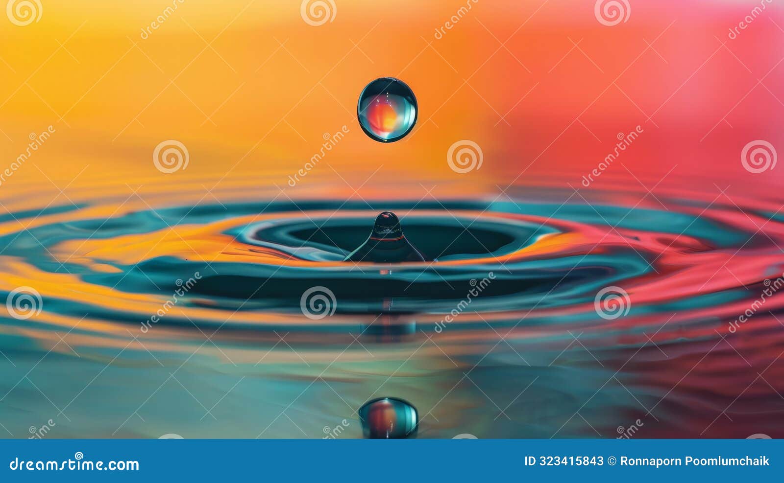 A Drop of Water is Falling into a Body of Water, Creating a Ripple ...