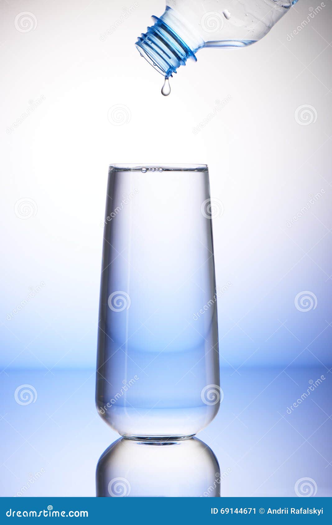 Drop of Water Falling from Bottle into Drinking Glass Stock Image ...