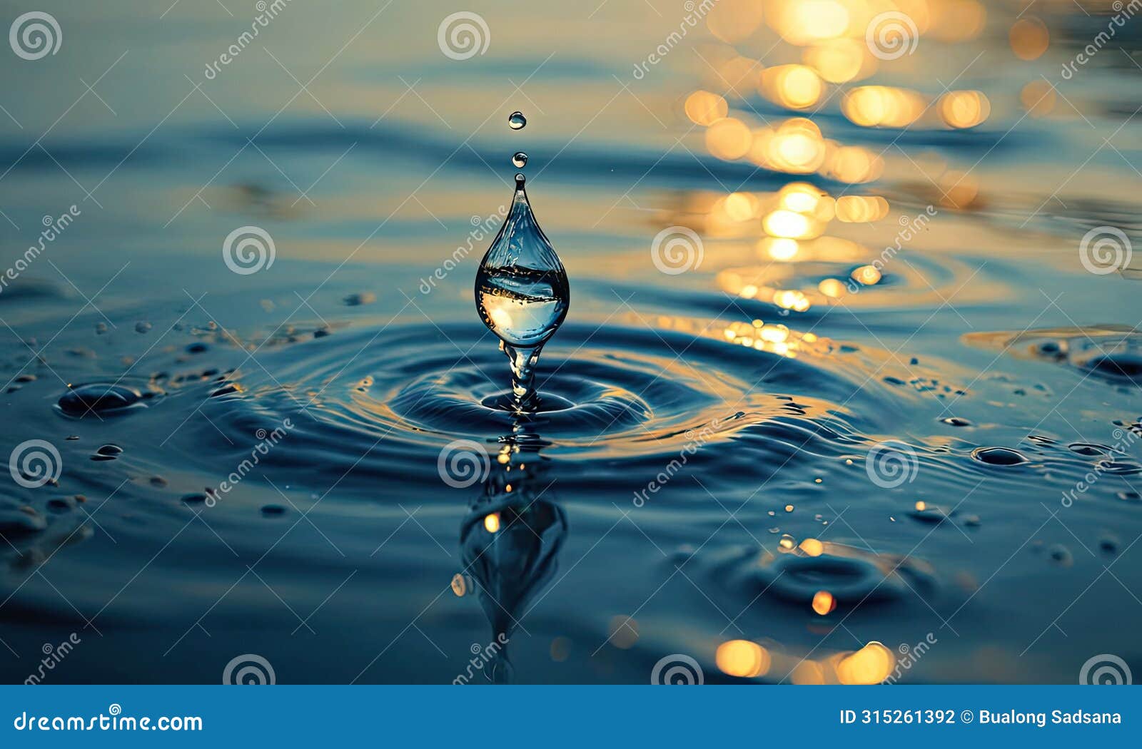 A Drop of Water is Falling into the Water, Creating a Ripple in the ...