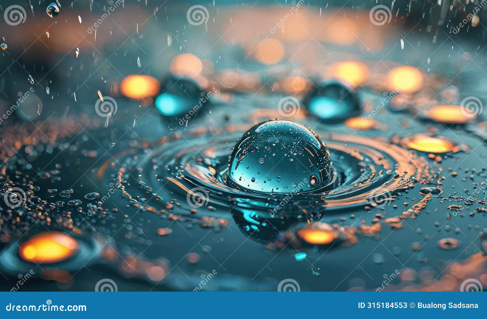 A Drop of Water is Falling into a Pool of Water, Creating a Reflection ...