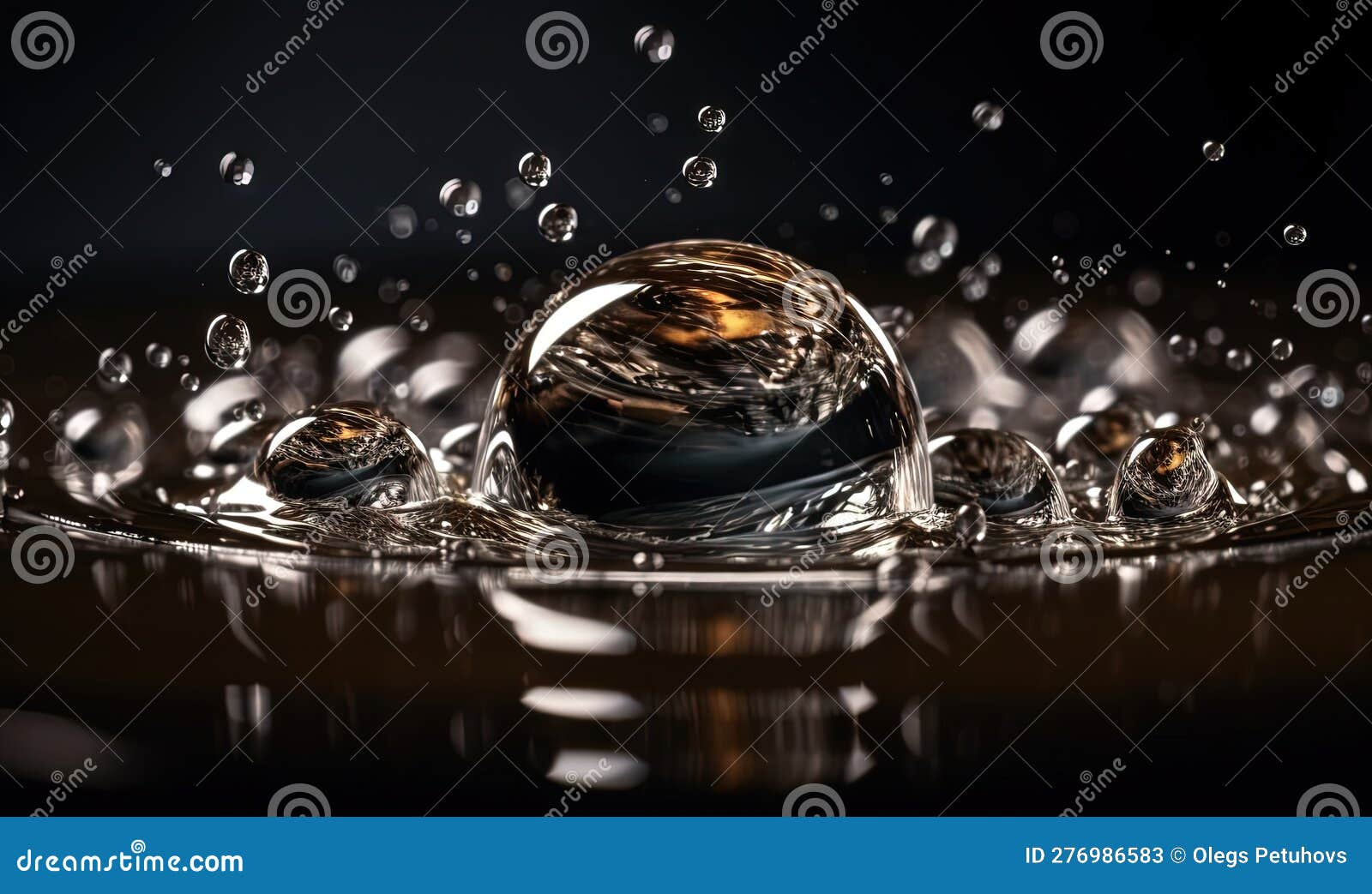 A Drop of Water that is Falling into a Puddle of Water Stock ...