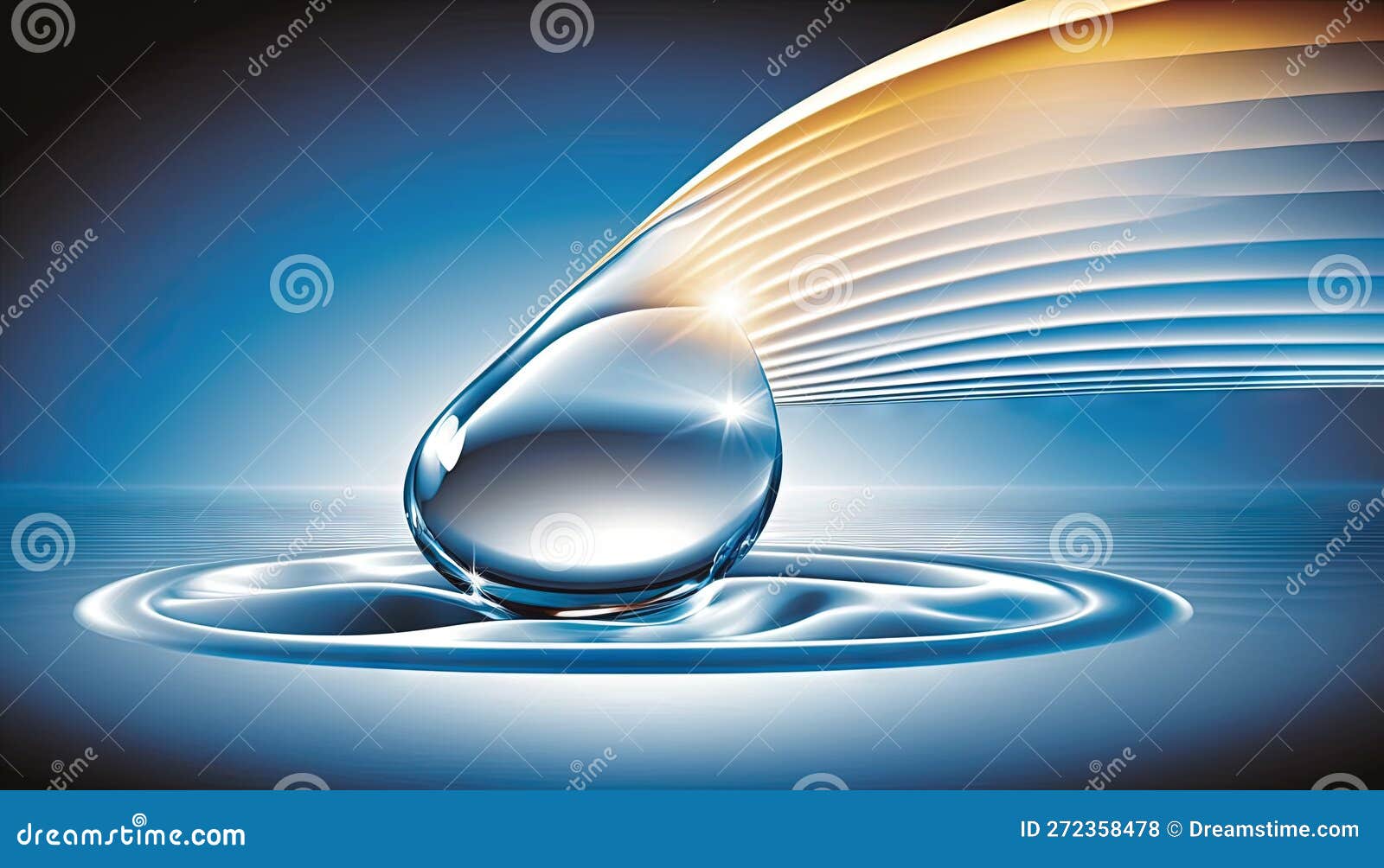 A Drop of Water Falling into a Puddle of Water on a Blue Background ...