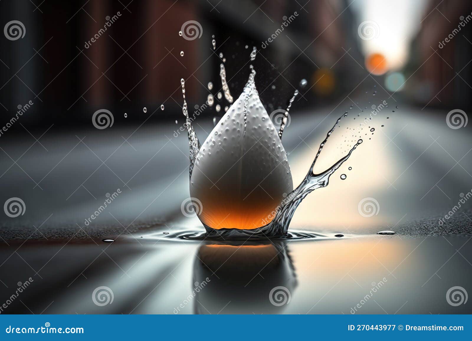 A Drop of Water Falling into a Puddle of Water on a City Street ...