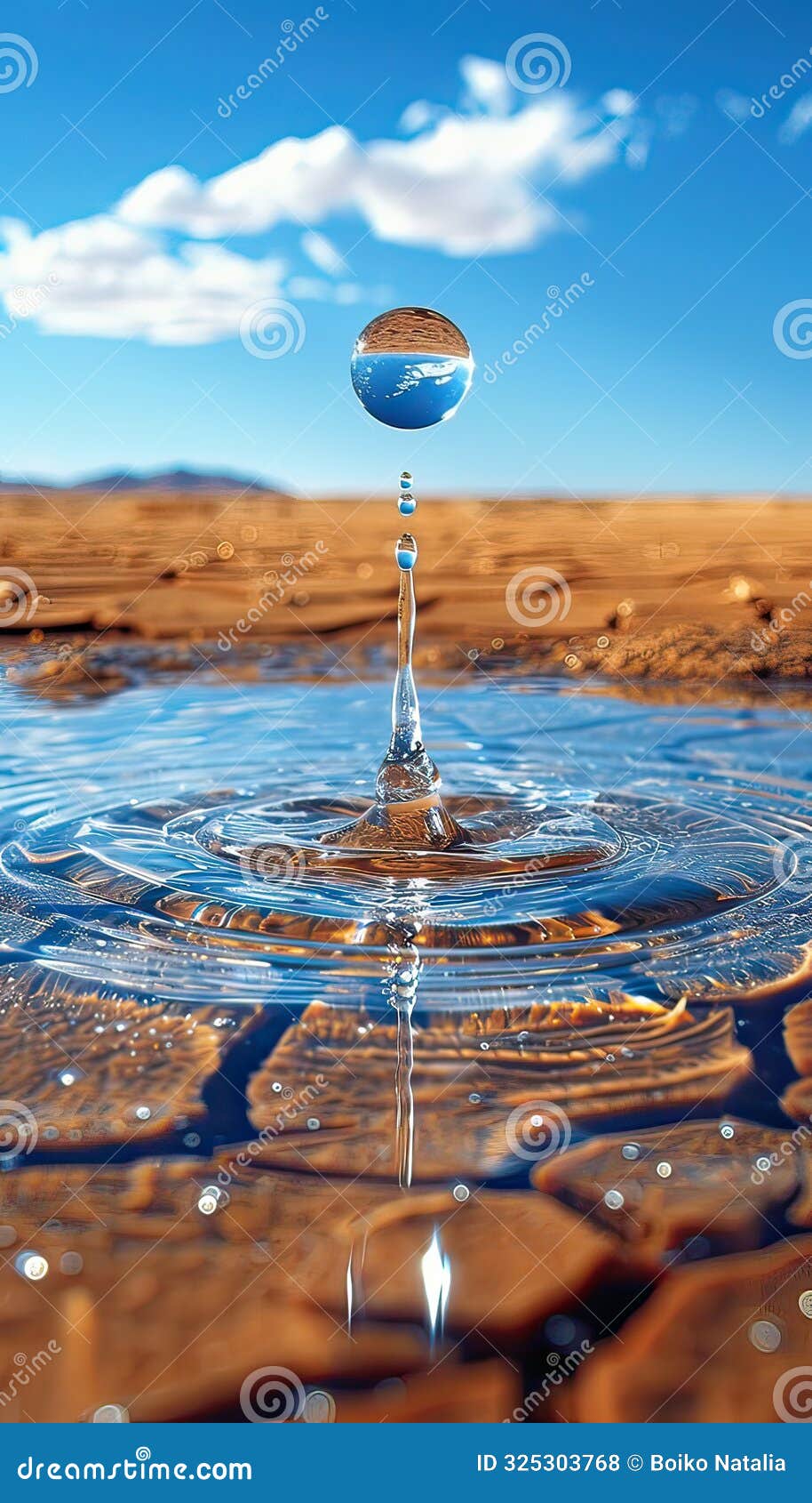 A Drop of Water is Falling into a Puddle of Water Creating Ripples ...