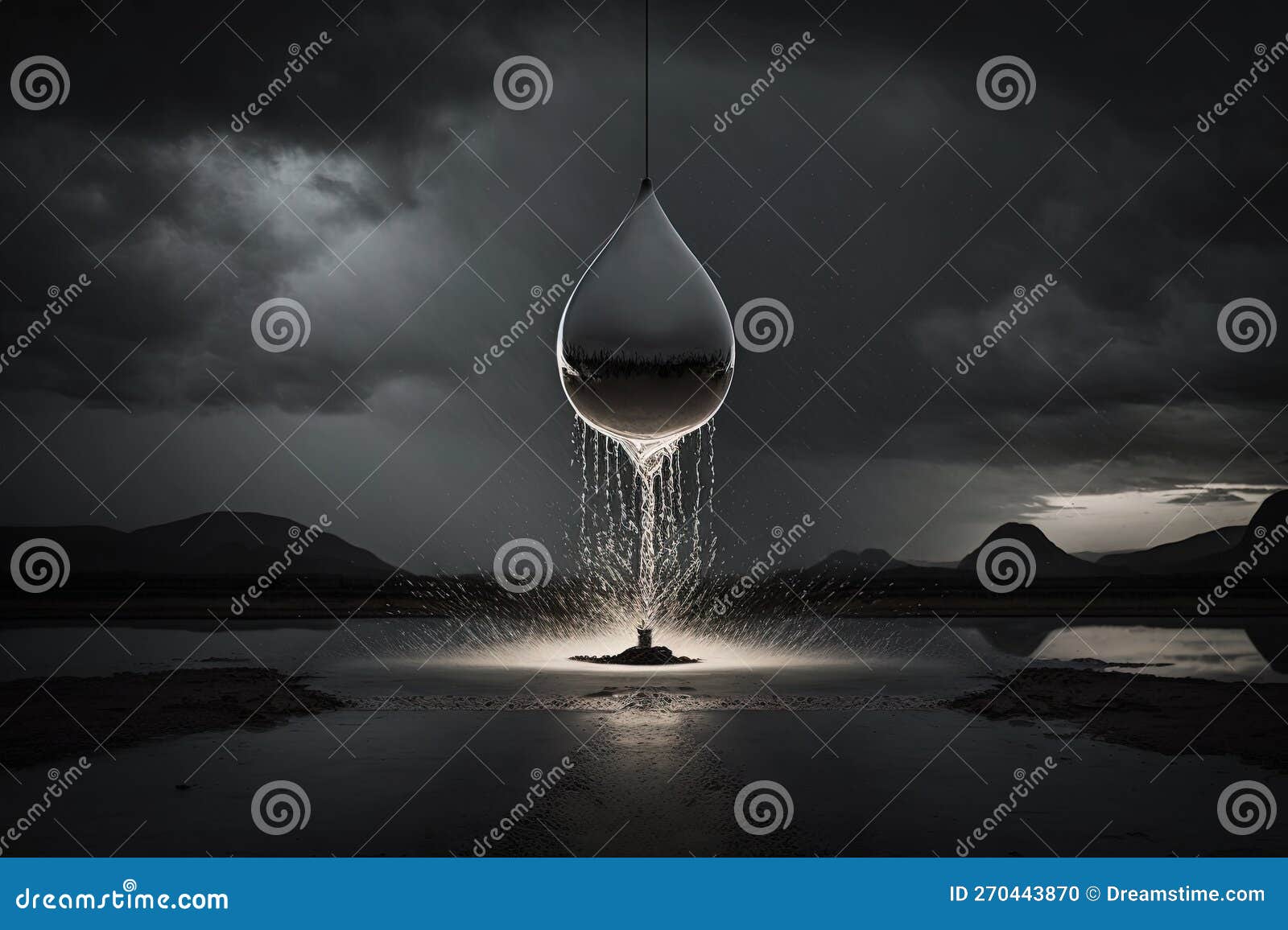 A Drop of Water Falling from a Sky Filled with Clouds. Stock ...