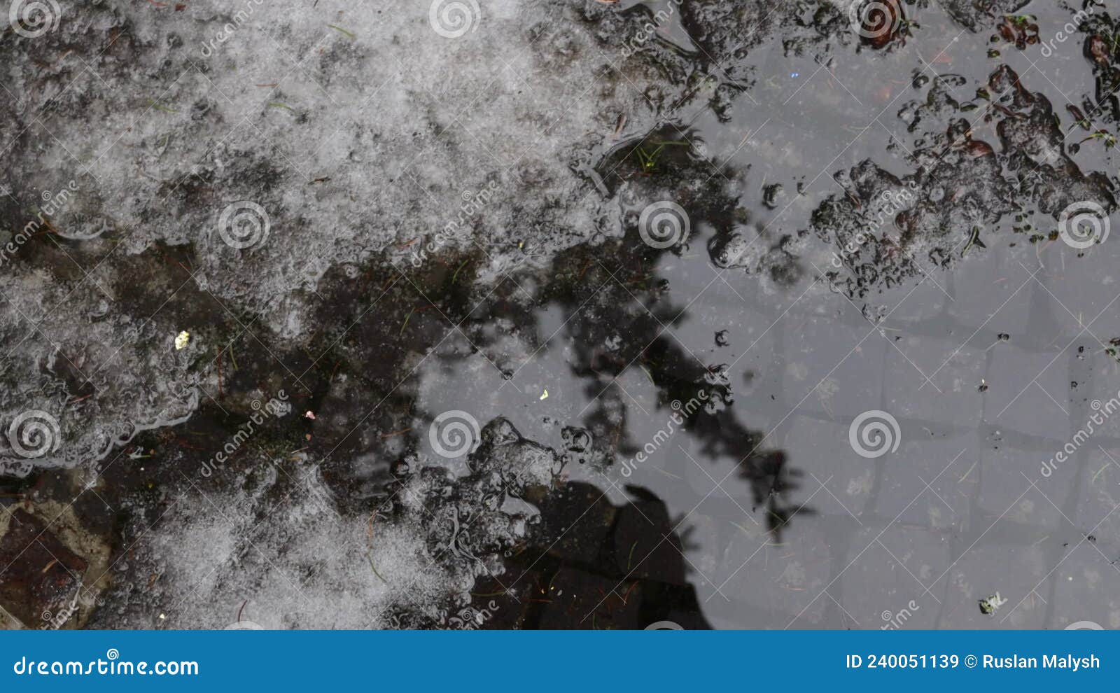 A Drop of Water Falls into a Melted Puddle. Climate Change Stock Video ...