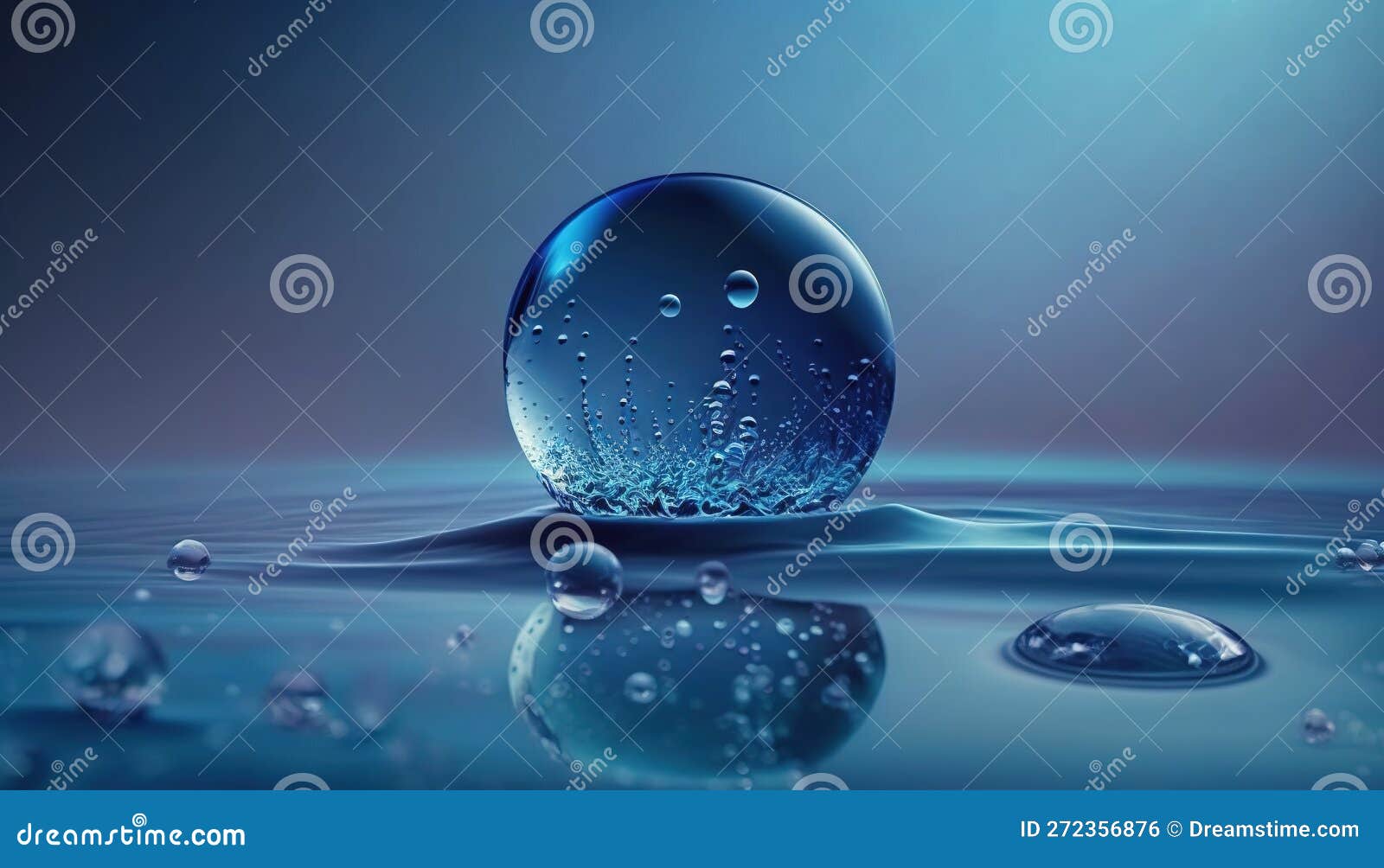 A Drop of Water is Floating on the Surface of the Water Stock ...