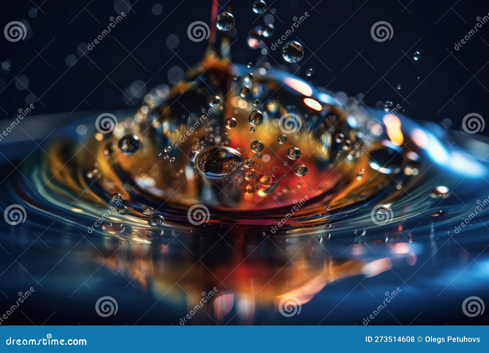 A Drop of Water that is Floating on a Surface of Water Stock ...
